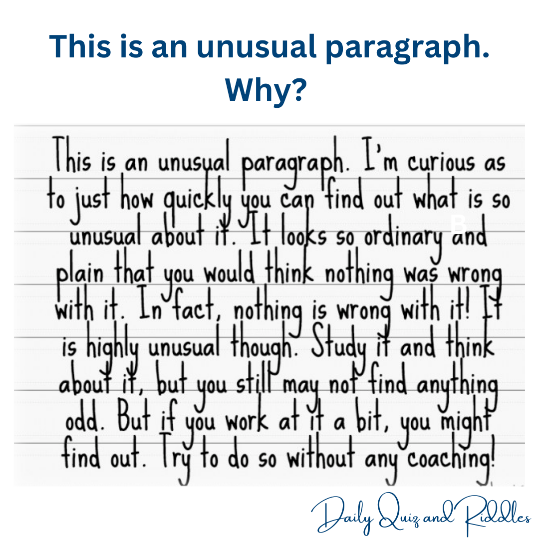 The Unusual Paragraph Puzzle - Daily Quiz and Riddles
