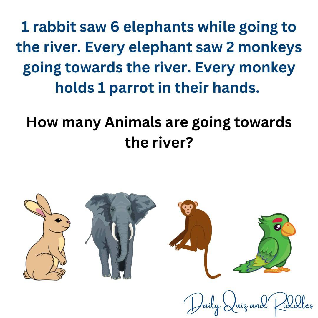 How many animals are going toward the river? - Daily Quiz and Riddles