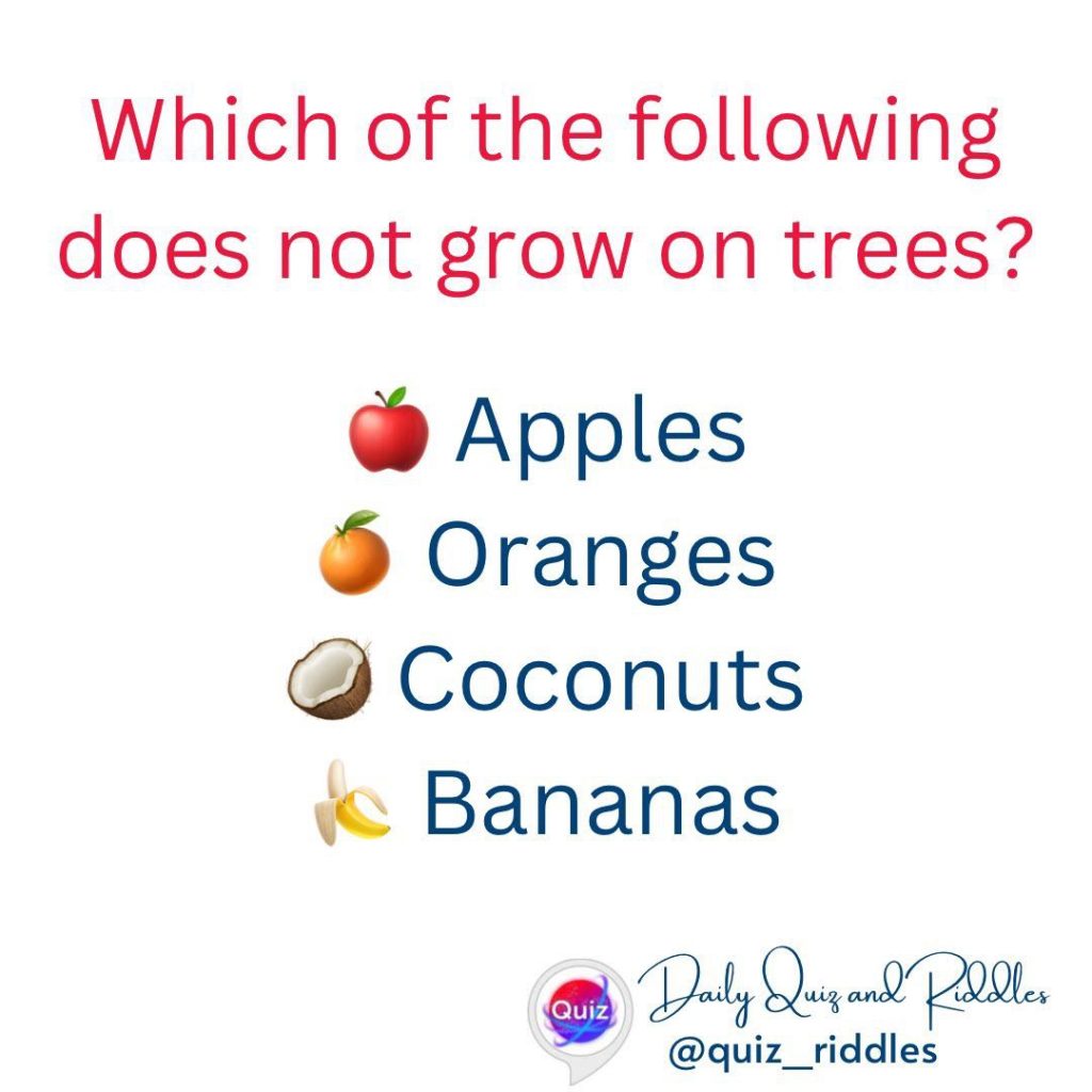 Which Fruit Does not Grow on a Tree? - Daily Quiz and Riddles